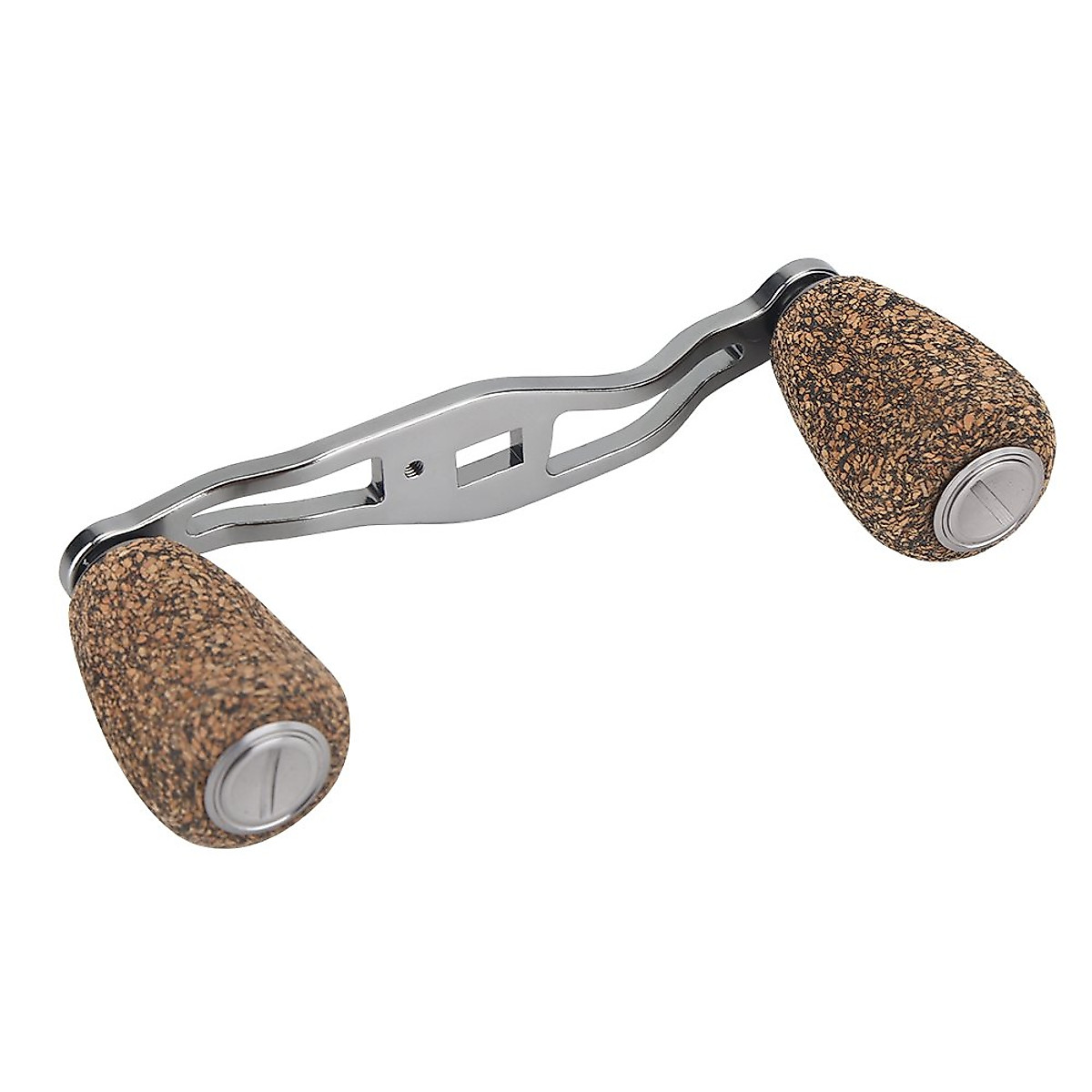 Fishing Reel Handle, Reel Handle Wood Knob Carbon Fiber Frame with Fittings Replacement Parts (Silver)