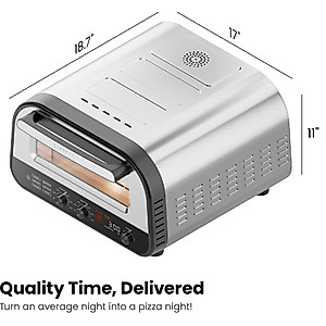 CHEFMAN Indoor Pizza Oven - Makes 12 Inch Pizzas in Minutes, Heats up to 800°F - Countertop Electric Pizza Maker with 5 Touchscreen Presets, Pizza Stone and Peel Included - Stainless Steel