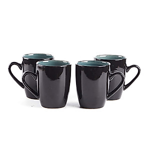 HomeVss, Stoneware Sonoma 16pc Dinnerware Set, Black + Speckled Spin Wash Blue