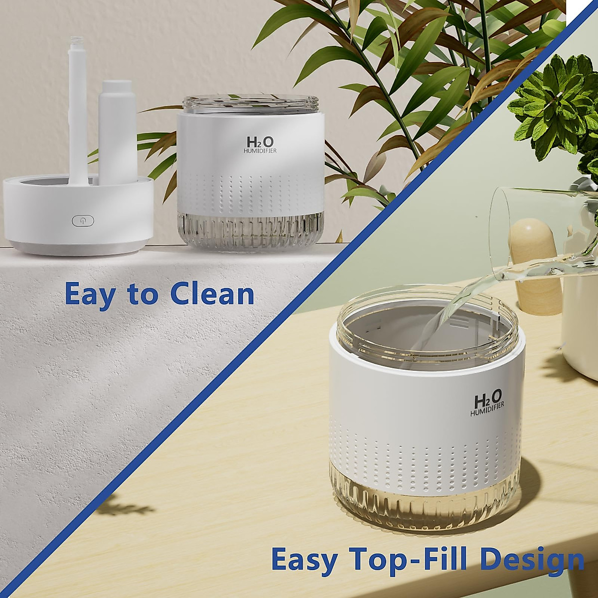 Colorful Mini Humidifier, USB Rechargeable Humidifier, 4 Modes Super Quiet, Humidifiers For Bedroom,Suitable For Travel Office Family-White