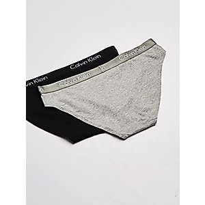 Calvin Klein Women's Motive Cotton Multipack Bikini Panty, Black/Gray Heather, L