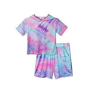 Girls Tie Dye Jogger Set Clothes Outfits Suits Tracksuits Sweatsuits Activewear Crop Tops Hoodies Shorts Sets Size 10/12