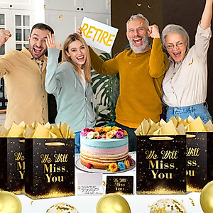 Farewell Going Away Party Decorations We Will Miss You Gift Bags with Wrapping Paper and Greeting Card for We Will Miss You,Goodbye,Retirement,Coworker Office Leaving Party Supplies Decor Gifts