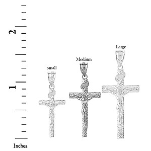 Solid 925 Sterling Silver Wood Textured Crucifix Cross Pendant (1.40")