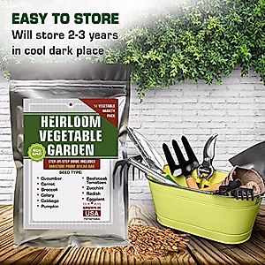 10 Assorted Vegetable Seeds - 100% Non GMO Variety Pack - 840+ Heirloom Garden Seeds for Planting Vegetables - Cucumber, Carrot, Tomatoes, Broccoli, Cabbage, Radish Seeds and More