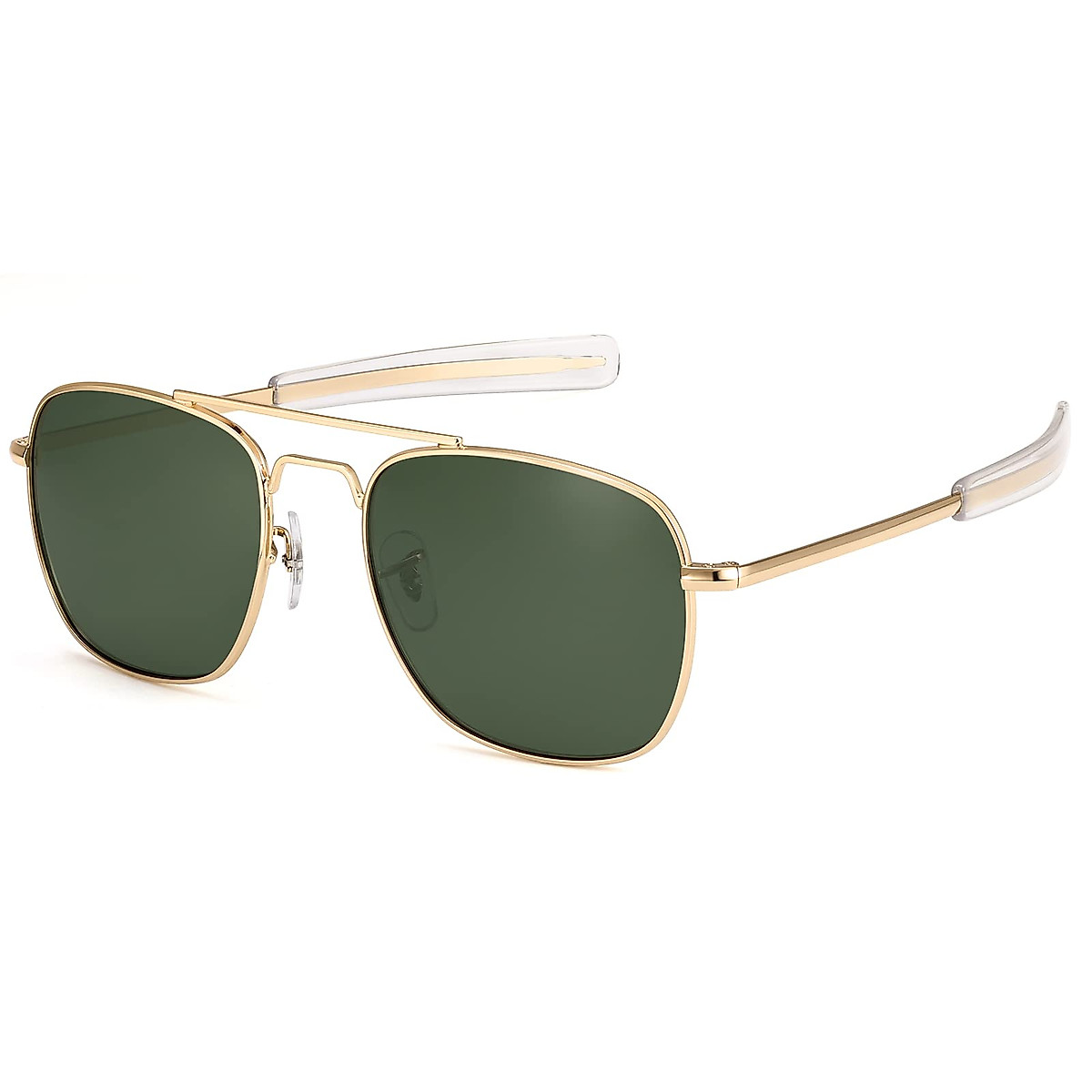 IOHLNG Mens Aviator Sunglasses 55mm Polarized Military Pilot Shades, Gold, Size Medium