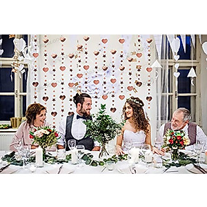 Rose Gold Party Decorations Backdrop Garland I Twinkle Star and Heart Hanging Banner for Bridal Shower Bachelorette Party Wedding Prom Favors