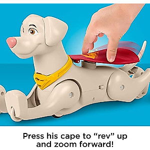 Fisher-Price DC League of Super-Pets Krypto Toy, 14 inches long, Authentic Movie Figure with Sounds Phrases & Motorized Motion, Rev & Rescue, for 3 years and up