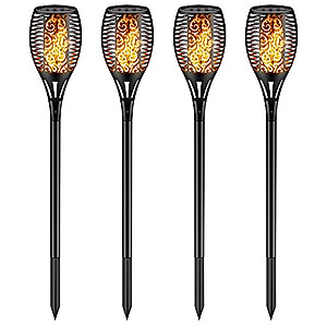 Solar Torch Light With Flickering Flame,Fire Effect Lantern,Dancing Flame,Solar Garden Light, Dust to Dawn,Outdoor Waterproof Garden Decoration, Solar Powered Stick Light ZKEE(set of 4)
