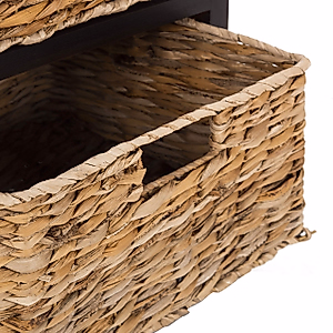 SAFAVIEH Home Collection Carrie Brown/ Natural Wicker 3-Drawer Storage Nightstand Side Table (Fully Assembled)