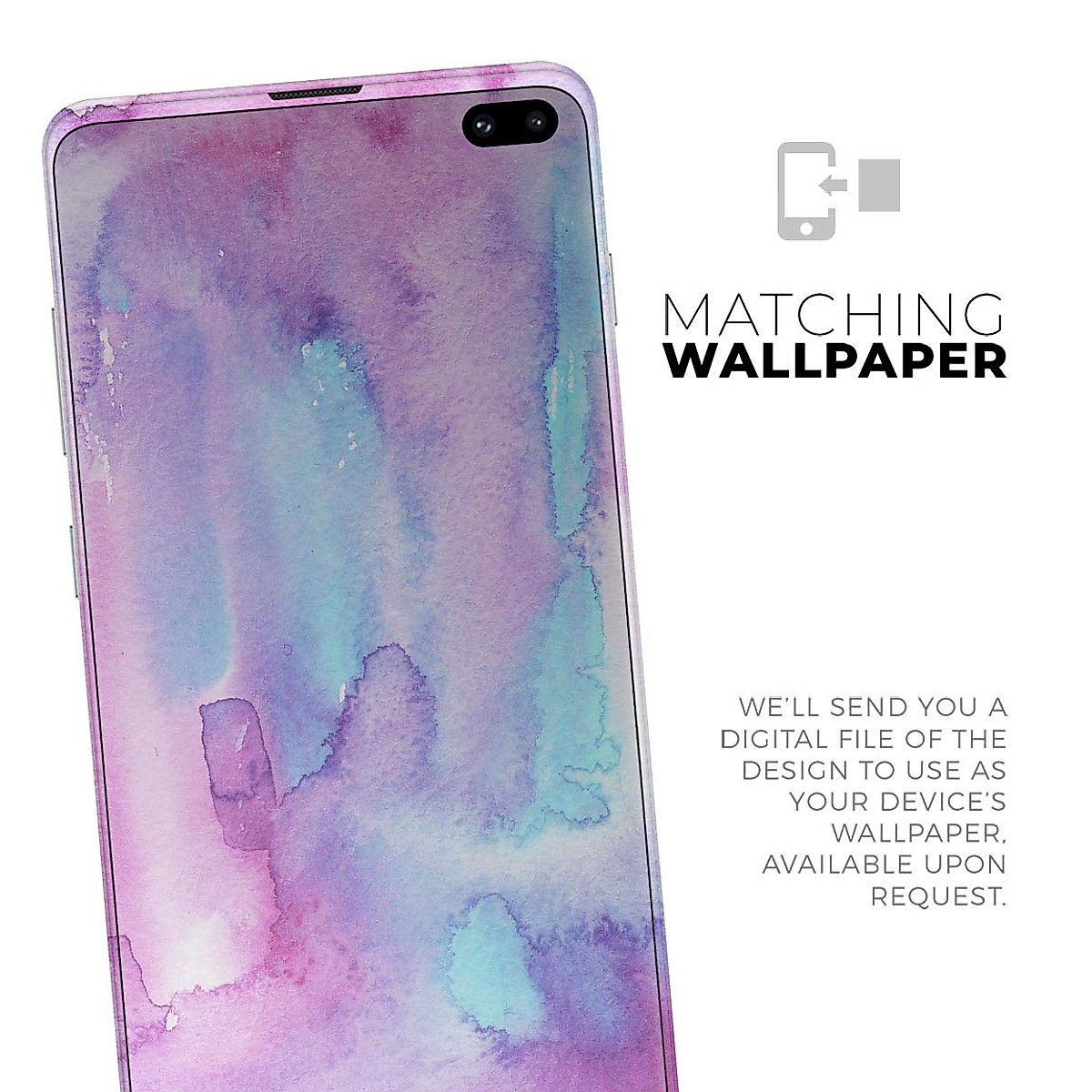 DesignSkinz Blue and Pinkish Absorbed Watercolor Texture Protective Vinyl Decal Wrap Skin Cover Compatible with The Samsung Galaxy S20 (Screen Trim & Back Glass Skin)