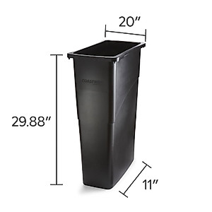 Slim Plastic Trash Can with no Lid, Black, 23 Gal.