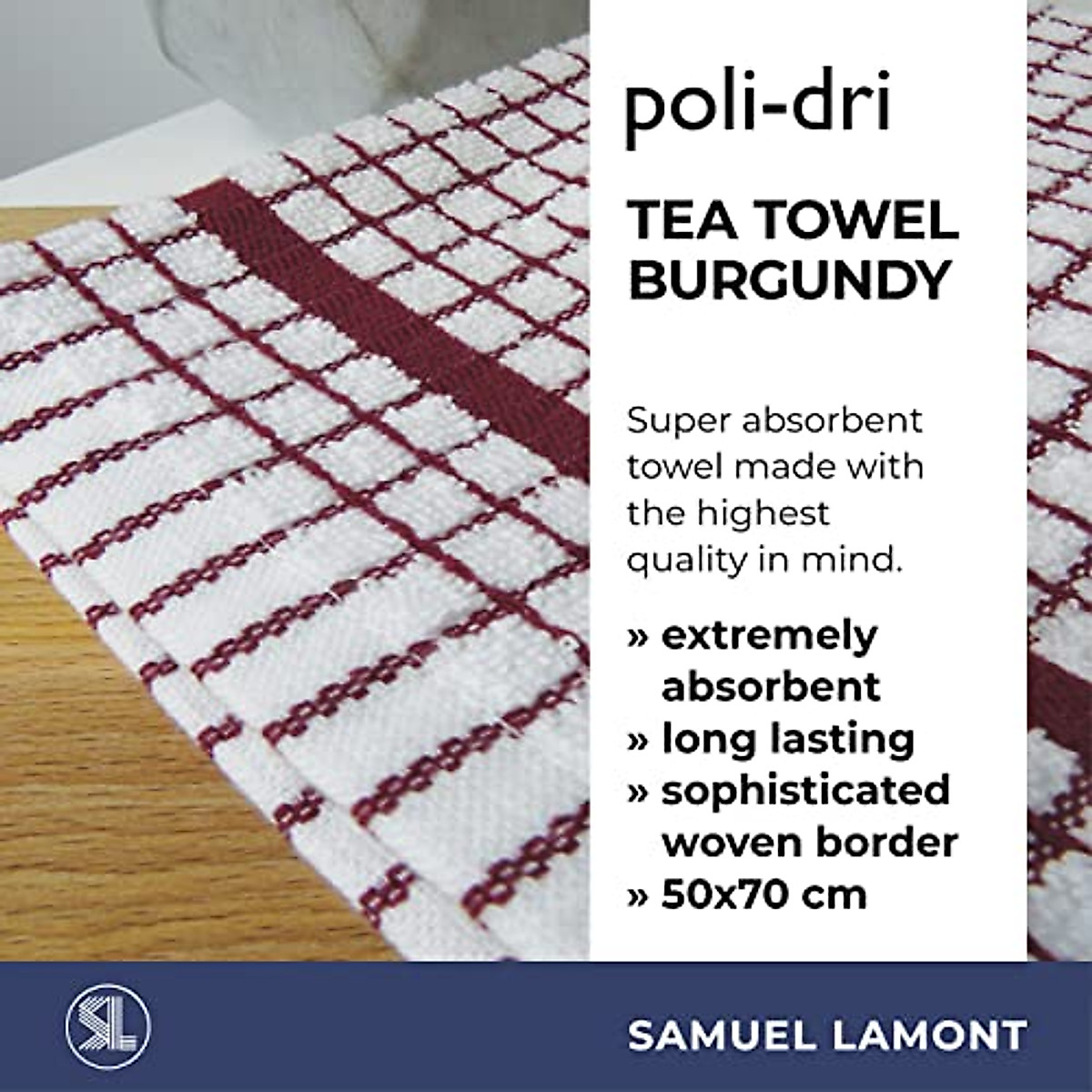Samuel Lamont Poli-dri Cotton Tea Towel Burgundy