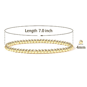 Elegance 11 designs 14K Gold Plated Bead Ball Bracelet Stretchable Elastic Gold Beaded Bracelets for Women