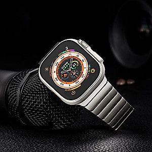 NewWays Metal Band Compatible with Apple Watch Ultra 2 Band 49mm Series 9 Series 8 45mm Series 7 44mm 42mm Ultra 49mm, iWatch Ultra SE Series8 7 6 5 4 3 2 1 Stainless Steel Link Bands, Titanium