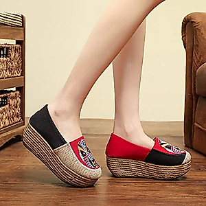 Casual Shoes Fashion Shoes for Women High Heeled Fashion Boots Silp On Dark Wedges Shoes for Women Red