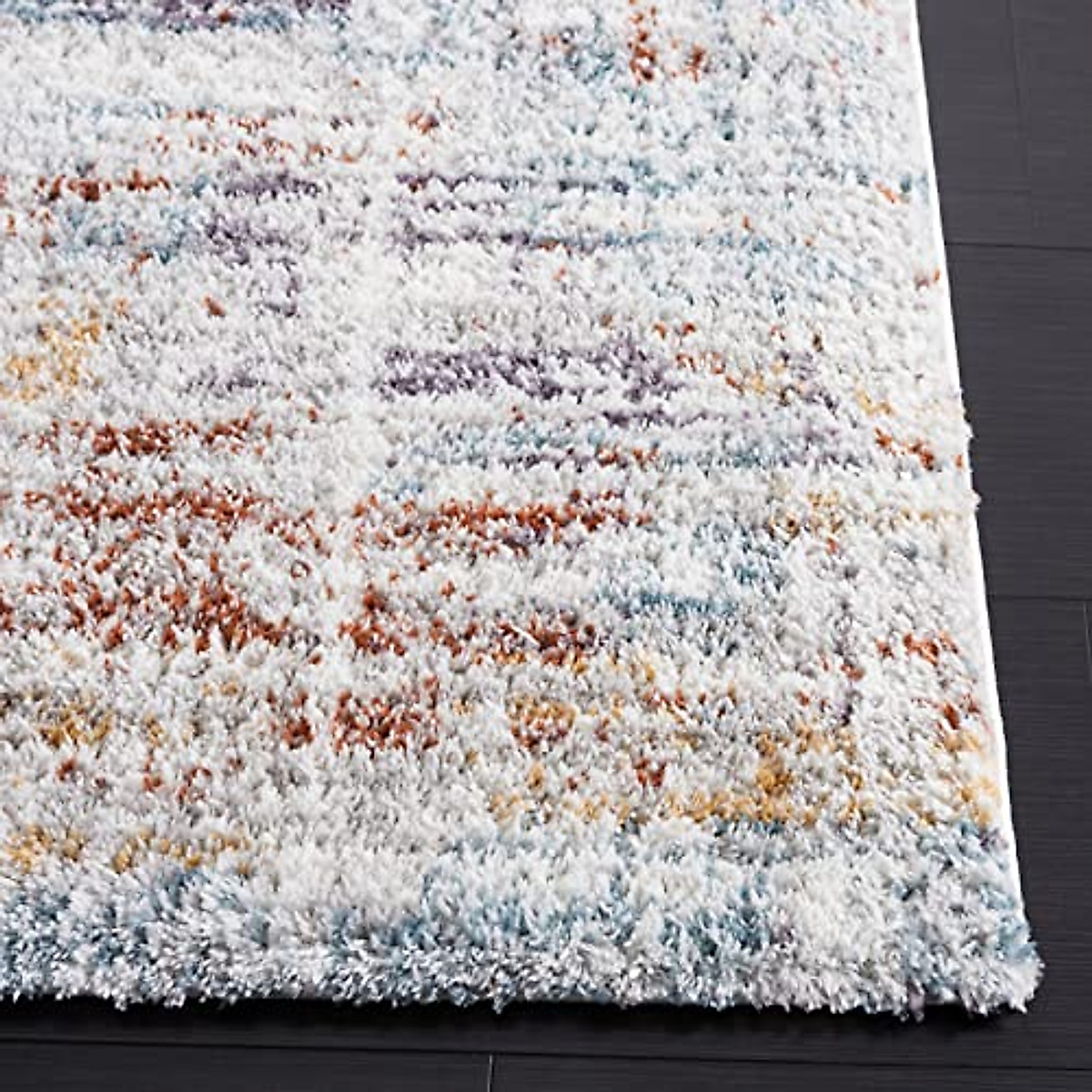 SAFAVIEH Berber Shag Collection Runner Rug - 2'3" x 12', Blue Rust & Ivory, Non-Shedding & Easy Care, 1.25-inch Thick Ideal for High Traffic Areas in Living Room, Bedroom (BER569A)