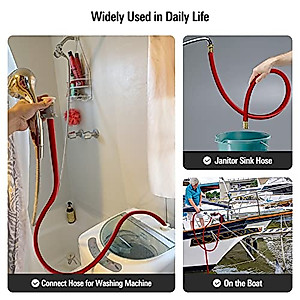 Solution4Patio Homes Garden 3/4 in. x 4 ft. Short Garden Hose Red Lead-in Hose Male/Female, No Leaking, Solid Brass Fitting for Water Softener,Dehumidifier,Vehicle Water Filter 12 Year Warranty