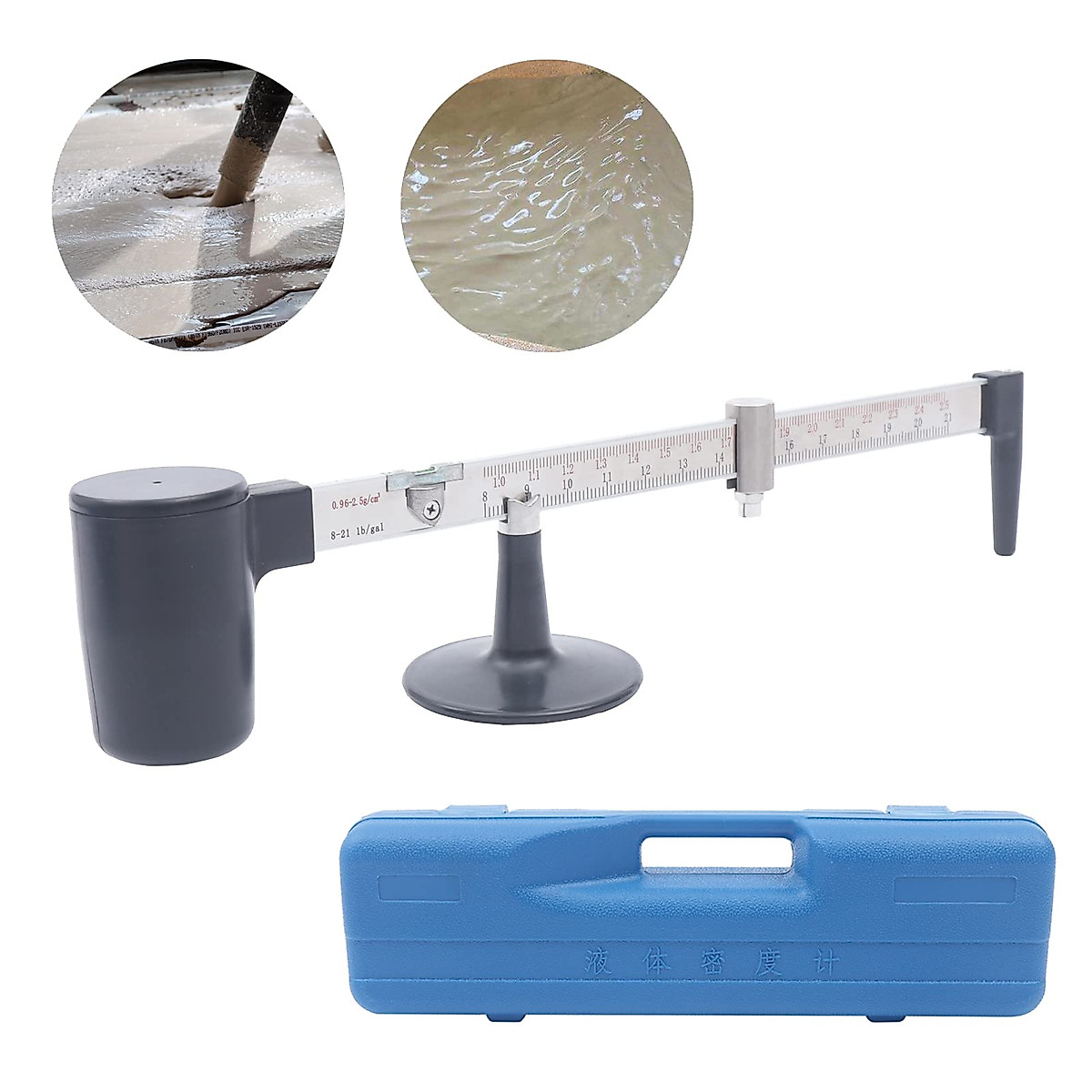 Mud Hydrometer Gravity Balance Scale Liquid Densimeter Double Scales Accurate Clear Mud Scale 0.01g/cm³ 0.1lb/gal for Liquid Density Analysis Weight Measurement at Road Construction Site Laboratory