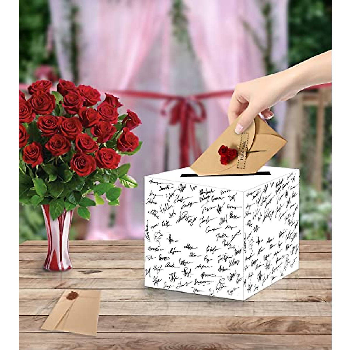 SietDESEO White Money Box Card Box Holder for Wedding Party Birthday Baby Shower Bridal Shower Raffle Ticket