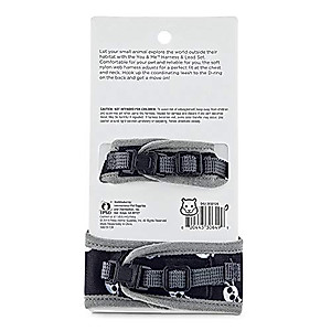 You & Me Skulls Small Animal Harness and Leash Set, Medium, Black