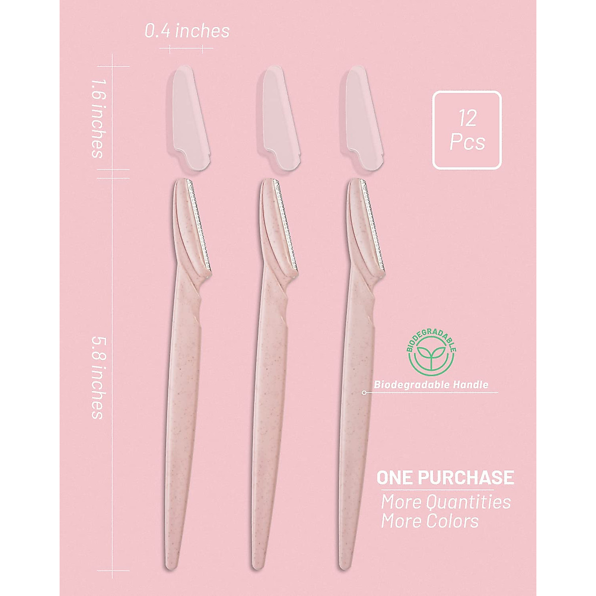 Eyebrow Razor for Women, 12 Pcs Dermaplaning Tool for Face Professional, Face Razor for Women Facial Hair Remover (Wheat Pink)