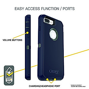 OtterBox iPhone 8 PLUS & iPhone 7 PLUS (ONLY) Defender Series Case - BLACK, rugged & durable, with port protection, includes holster clip kickstand