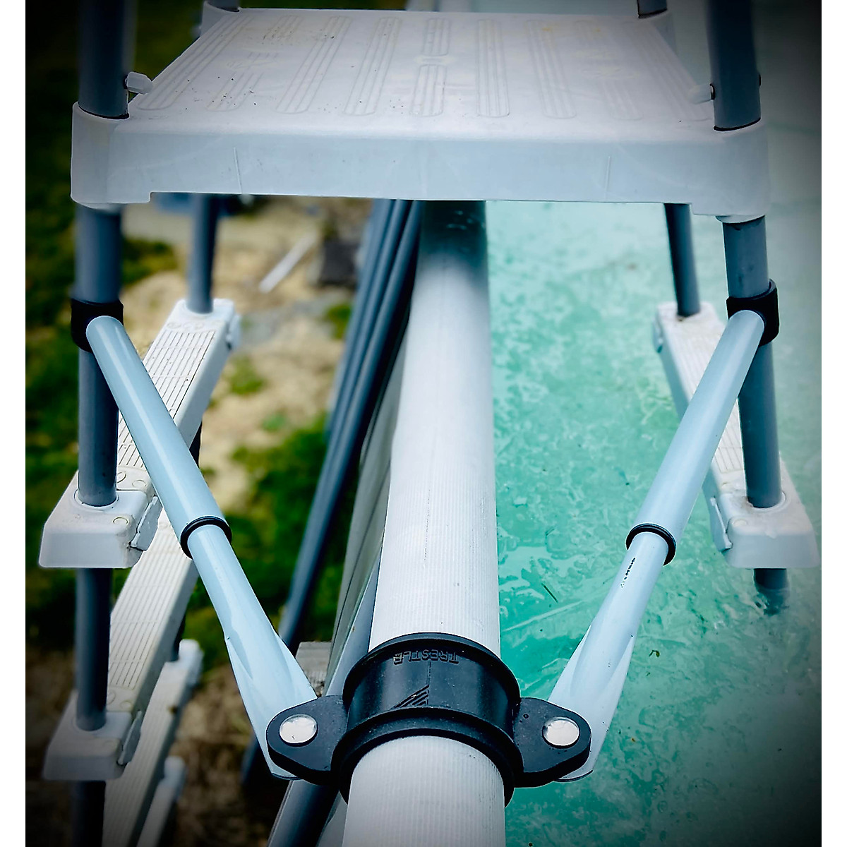 Above Ground Swimming Pool Ladder Latch **Sold as Set** Ladder Anchor Safety Stabilizer Pool Frame Reduce Injury**Stop Wear On Your Pool Liner**