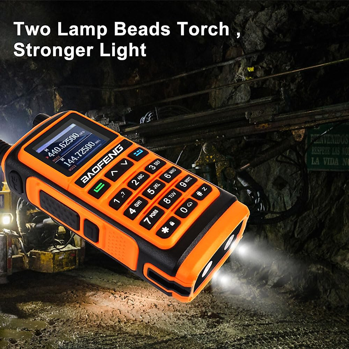 Baofeng Two Way Radio UV-17L Upgrade of UV-17R/UV17R New 5W Tri Band Handheld Radio with Type C Charging Cable and 1.77-inch Screen 999 Channels Walkie Talkies with Earpiece for Adults NO GPS