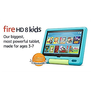 Amazon Fire HD 10 Kids tablet, 10.1", 1080p Full HD, ages 3–7, 32 GB, Aquamarine