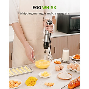 LIMENT 5-in-1 Multi-Purpose Hand Blender, 20-Speed Immersion Blender, Heavy Duty & Low-Noise DC Motor, With Food Chopper, Whisk, Milk Frother, Mixing Beaker, BPA-Free