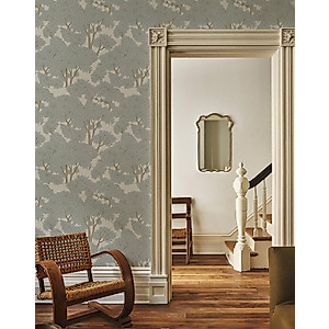 HomKihapai Tree Wallpaper Peel and Stick Wallpaper Forest Wallpaper Jungle Wallpaper Waterproof Wallpaper for Bathroom Mural Wallpaper Stick on Wallpaper (Light, 17.7in x 32.8ft)