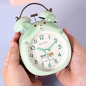 GRFIT Alarm Clocks 4" Alarm Clock, Twin Bell Silent Non-Ticking Battery Operated Extra Loud with Night Light, for Bedside Table Desk Bedside Clock (Color : White)