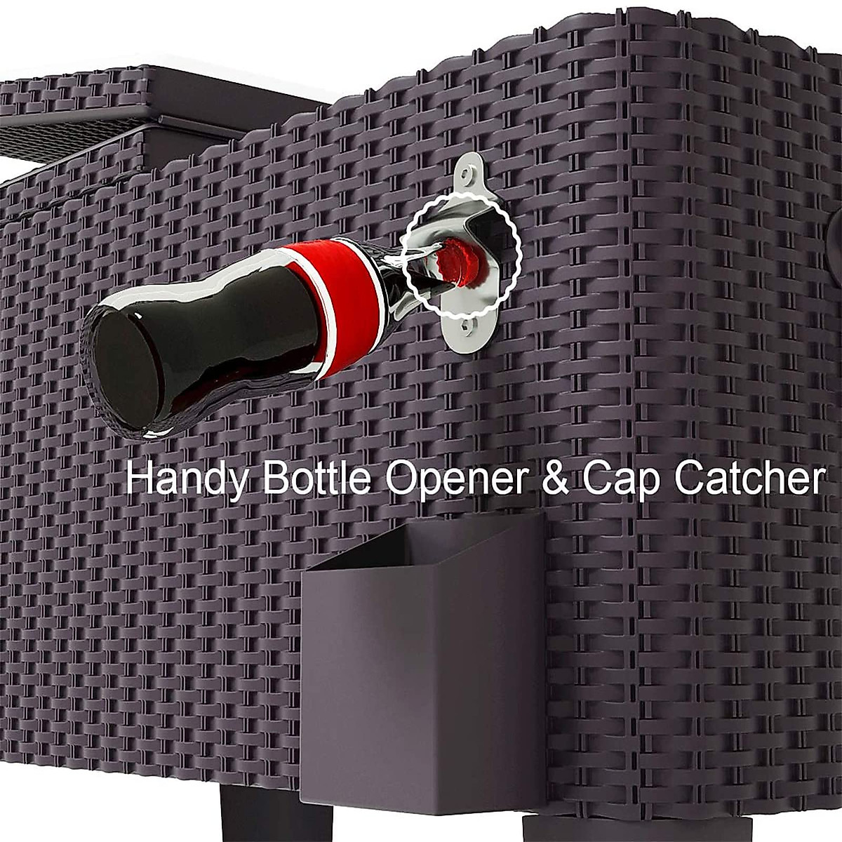 Giantex 80 Quart Rattan Rolling Cooler Cart Outdoor Patio Portable Party Drink Beverage Bar Cold Beach Chest Cart on Wheels, Brown Wicker, 32.7''(L) X18.9''(W) X43.3''(H)