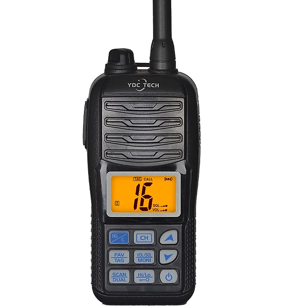 YDC Tech MR-36M Handheld Floating VHF Radio – Submersible, Backlit LCD Display, NOAA Weather, Memory Scan,