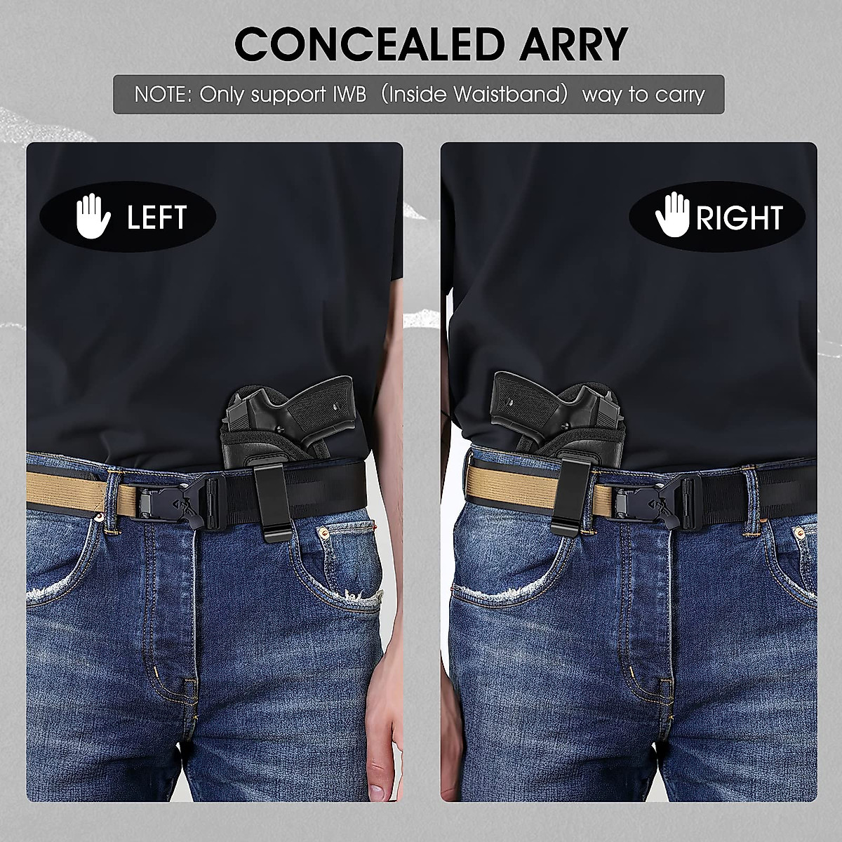 2 PACK IWB Holster with Laser Sight, Concealed Carry Gun Holster for Women/Men, ECO Leather Concealment Inside Waistband Holsters with Metal Clip Fits Most Midsize & Compact 9/40/45 & Laser Attachment