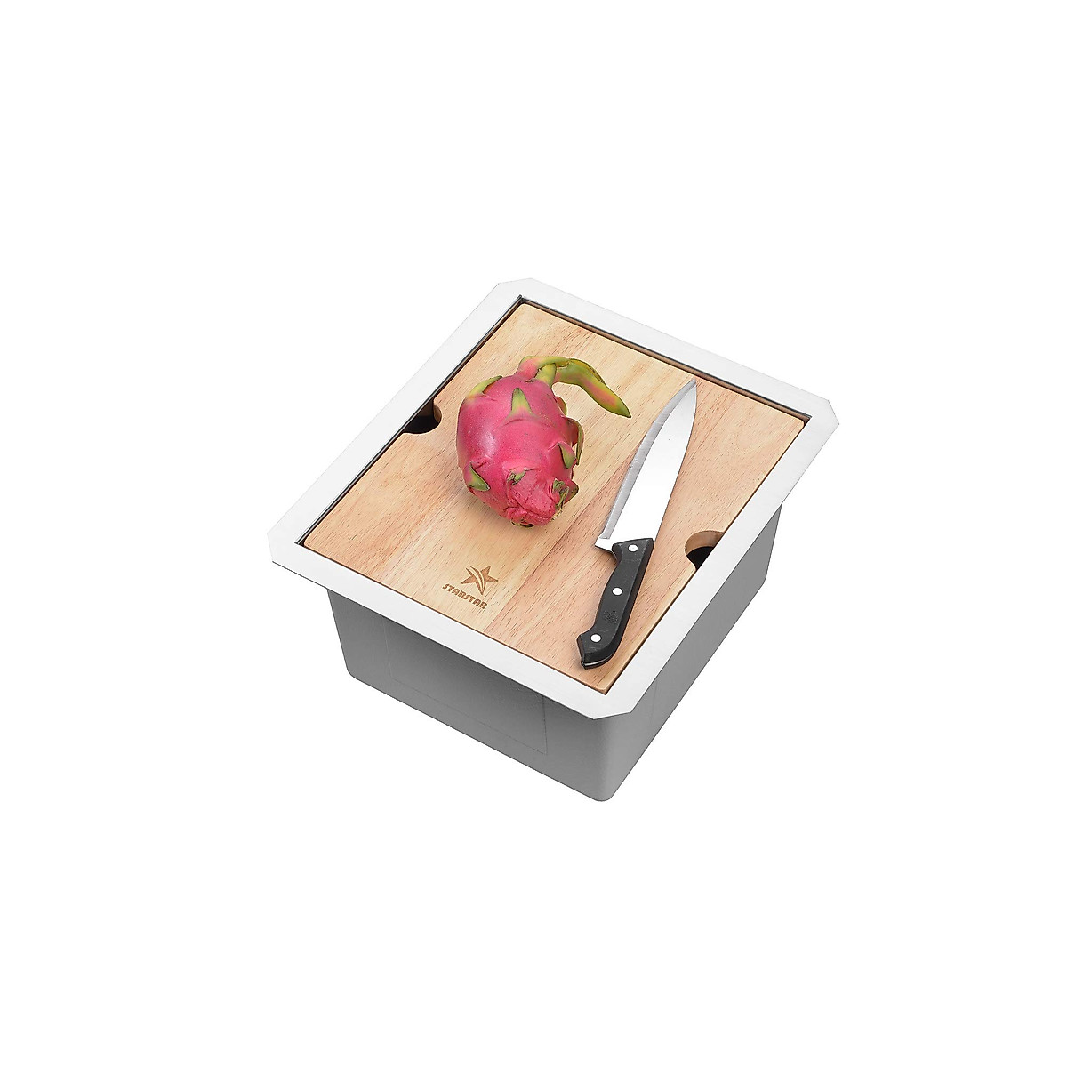 STARSTAR Workstation Ledge Undermount Single Bowl 304 Stainless Steel Kitchen/Yard/Bar/Laundry/Office Sink, With Grid, Cutting Board, Strainer with Basket (14 x 18 x 8)