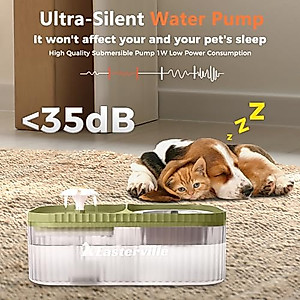 Easterville Cat Water Fountain and Food Bowl, Ultra Quiet Cat Drinking Fountains with 3 Filters, Pet Water Fountain, 3L/101oz Automatic Flower Fountain Pet Water Dispenser & Stainless Steel Bowl
