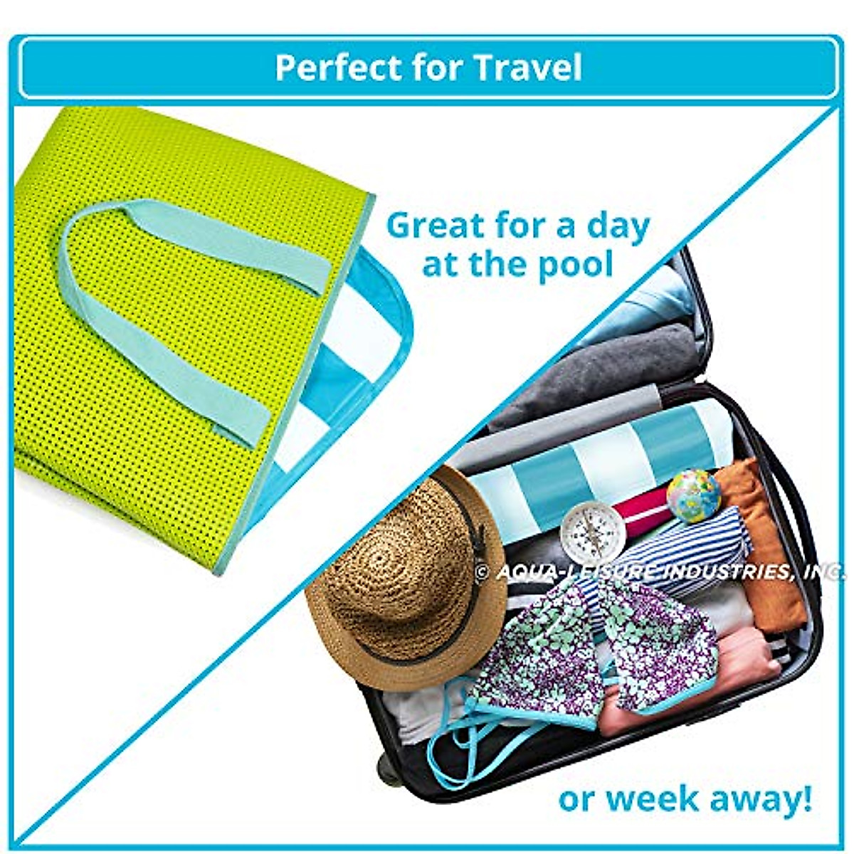 Aqua Original 4-in-1 Monterey Hammock Pool Float & Water Hammock – Multi-Purpose, Inflatable Pool Floats for Adults – Patented Thick, Non-Stick PVC Material – Light Blue