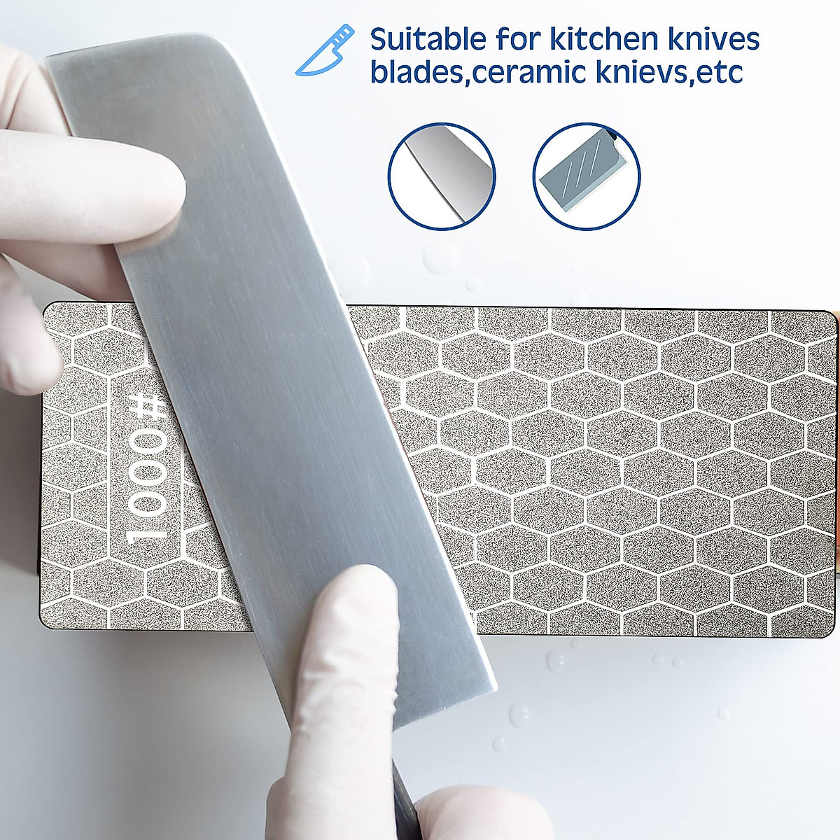 6 Pcs Diamond Sharpening Stone Honing Stone Lapping Plate Diamond Sharpening Plate Fine Coarse Diamond Stone for Kitchen Blade Blunt Edges Chisel, 5.9 x 2.48 Inch, 200, 400, 600, 800,1000, 1200 Grit