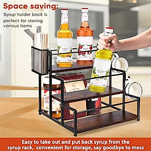 GADFISH Coffee Syrup Rack Organizer, 3 Tier Syrup Bottle Holder Stand for Coffee Bar, 12 Bottles Storage Shelves for Syrup, Wine, Dressing for Kitchen Coffee Station Countertop Tabletop Wine Rack