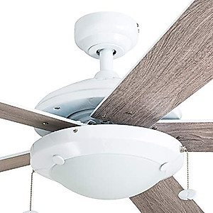 Prominence Home Bolivar, 52 Inch Modern LED Ceiling Fan with Light, Pull Chain, Dual Mounting Options, Dual Finish Blades, Reversible Motor - 80101-01 (White)