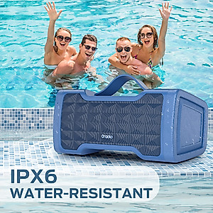 Oraolo Loud Bluetooth Speakers 40W Portable Bluetooth Speaker Large Stereo Sound, IPX6 Waterproof, Support USB/AUX Input, Built-in Mic for Home Party Outdoor (Blue)