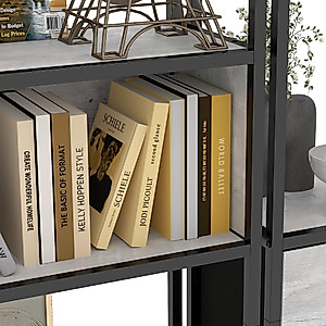 NAIYUFA Bookshelf with Drawers,Rustic Industrial Tall Bookshelf,Vintage Book Shelves Display Shelf for Home Office,Living Room (A+B)