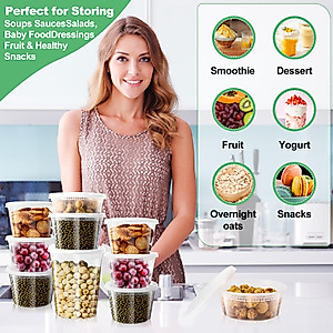 Loppdece 44 Sets Deli Containers with Lids,Plastic Deli Food Containers,Stackable Food Storage Soup Containers with Airtight Lids for Meal Prep Takeout,Freezer&Dishwasher Safe,BPA-Free (8oz,16oz,32oz)