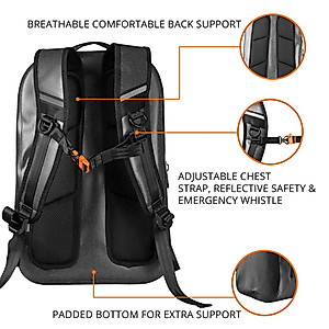 Durabag Airtight Waterproof Backpack - 20L Dry Bag for Hiking, Camping, Kayaking - Padded Shoulder Straps - Airtight Zipper for Outdoor Protection from Dust and Water