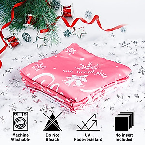 Lanpn White and Pink Christmas Throw Pillow Covers 14x14 Set of 4, 14 inch Decorative Xmas Cushion Covers Pillow Cases 14 x 14 for Home Bedroom Room Holiday Couch Decor Decorations