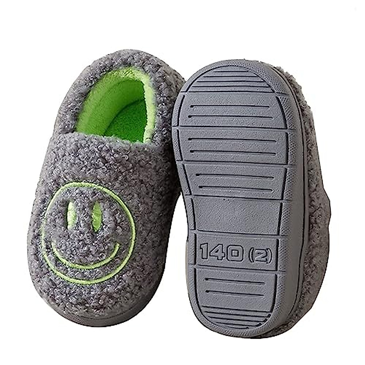 Smile Face Slippers for Kids Fuzzy Warm Happy Face House Slippers Toddler Soft Plush Retro Smile Slipper Anti-Slip Winter Cute Cartoon Shoes for Boys Girls