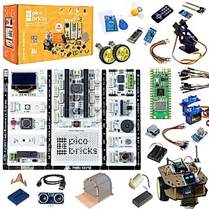 PicoBricks Raspberry Pi Pico W Starter Kit - 26 Pieces DIY Project Kit with 3 Learning Book and 25 Project Videos, Raspberry Pi Starter Kit, Raspberry pi pico, Raspberry pi kit
