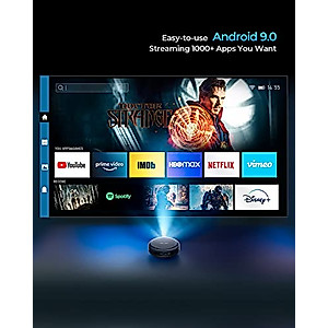 Smart Mini Projector with WiFi and Bluetooth, ViewComm iSpace2 Portable Pocket Projector with Adjustable Tripod, 220 ANSI Lumen, 360° Bluetooth Speaker, Android 9.0 Rechargeable Movie Projector